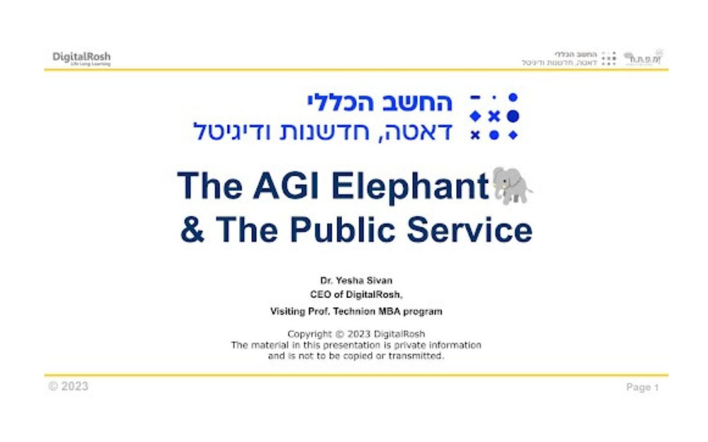The AGI Elephant & The Public Service • Dr Yesha / Prof Yesha